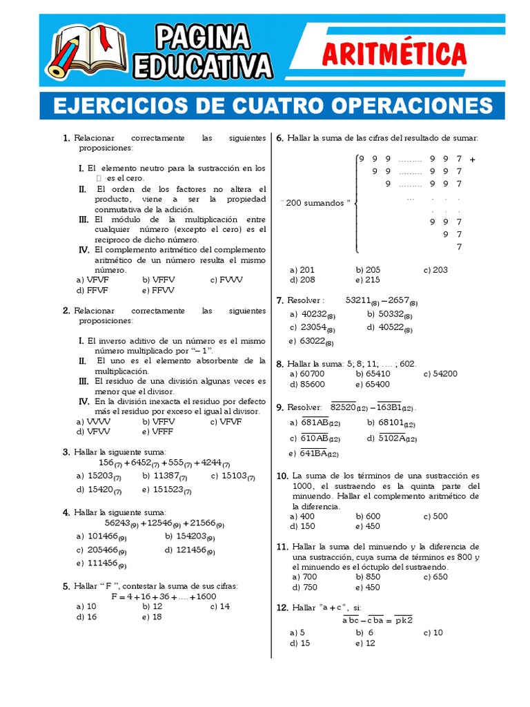 Cuatro Operaciones | PDF