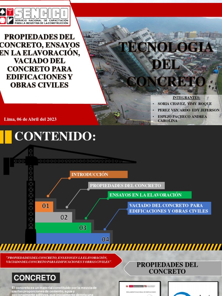 Grupo - 01 - Tecnología Del Concreto - PPT - Exposición - Unidad - 01 | PDF | Hormigón | Cemento