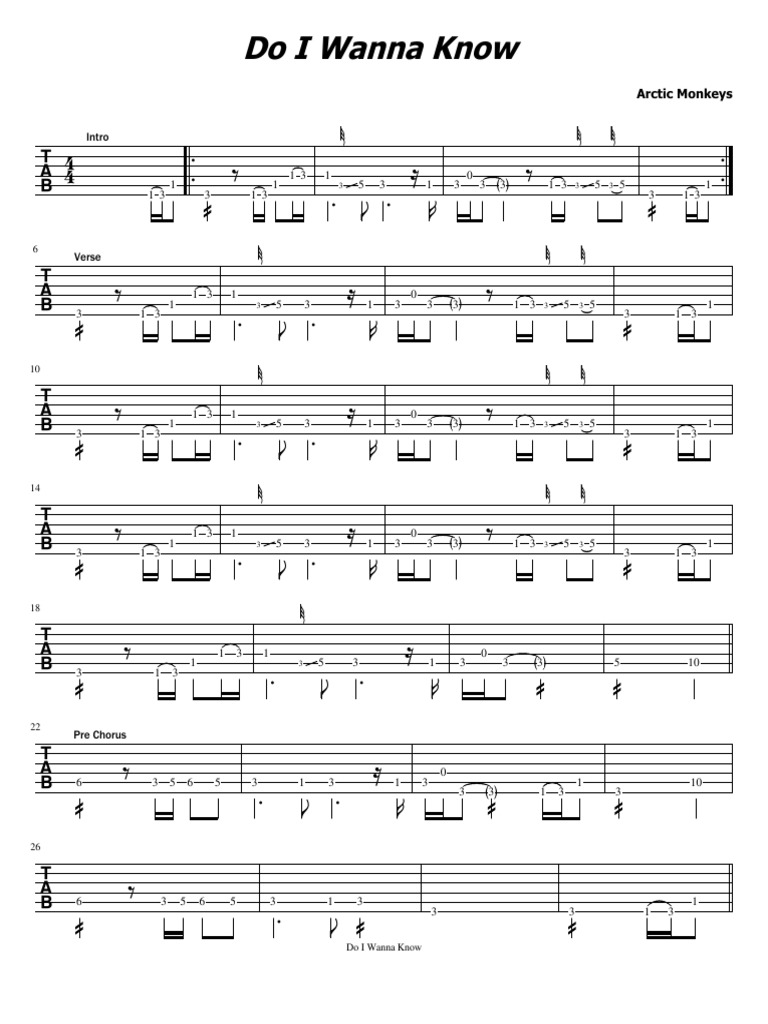 Tab Do I Wanna Know Pdf