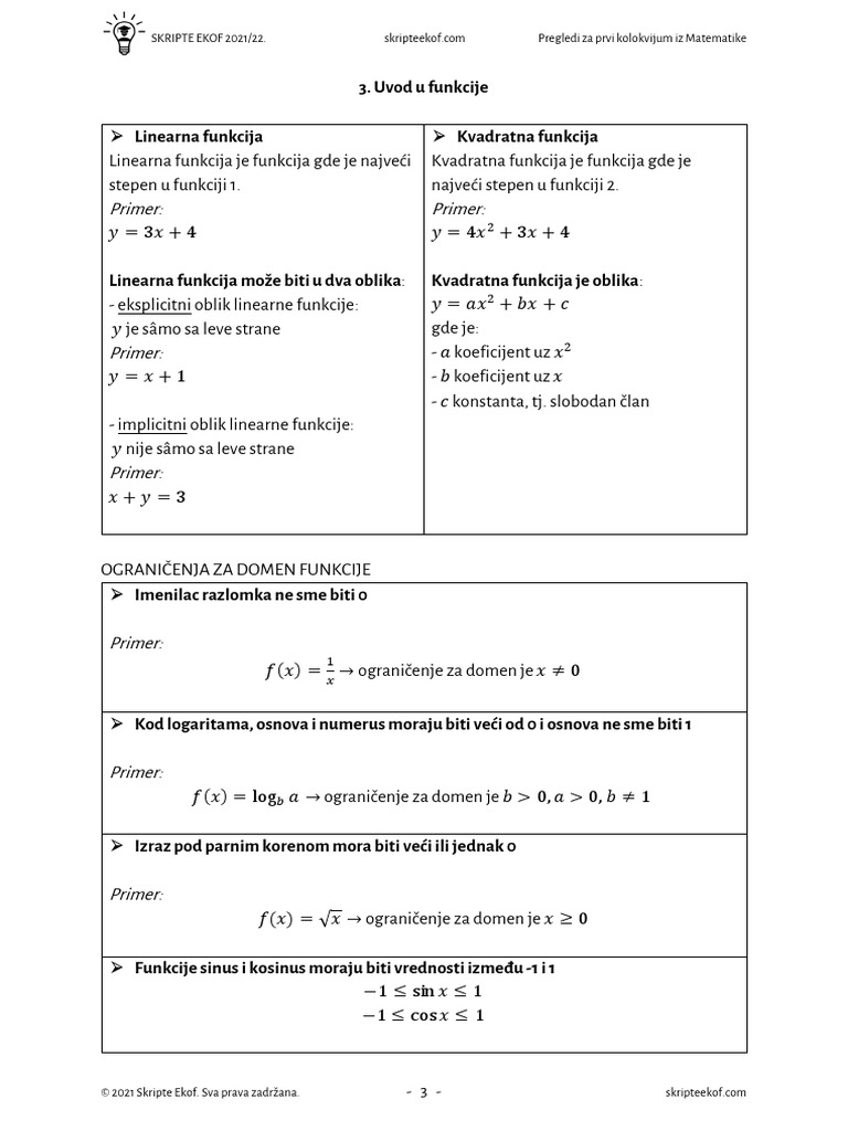 Primer: Primer:: 3. Uvod U Funkcije | PDF