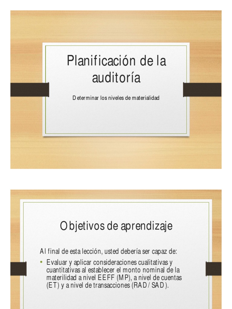 15 Materialidad | PDF | Planificación | Auditoría