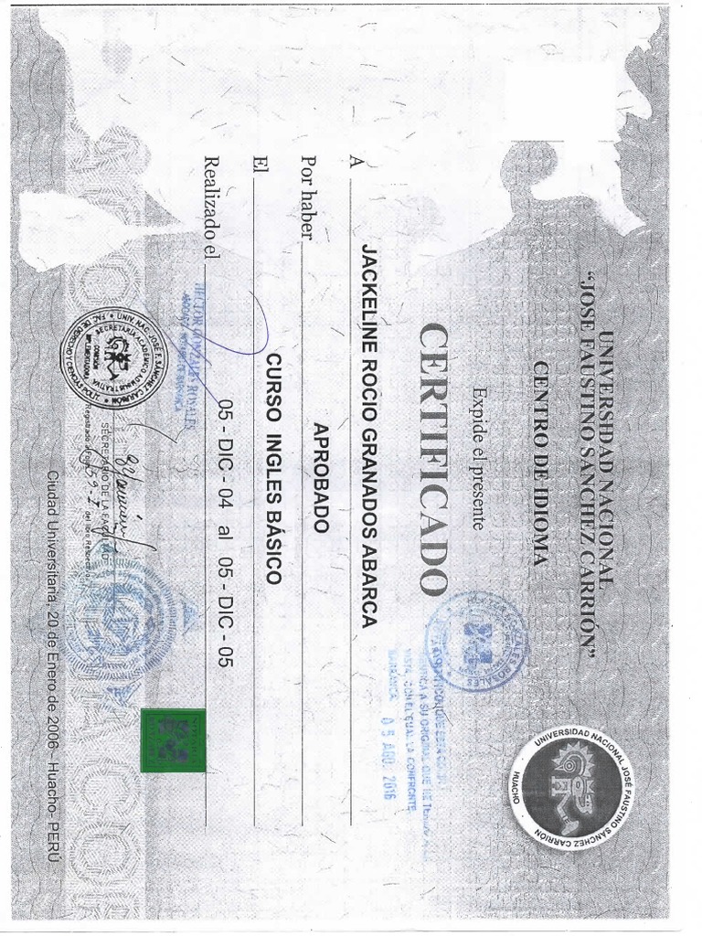 CERTIFICADO DE INGLES028 | PDF