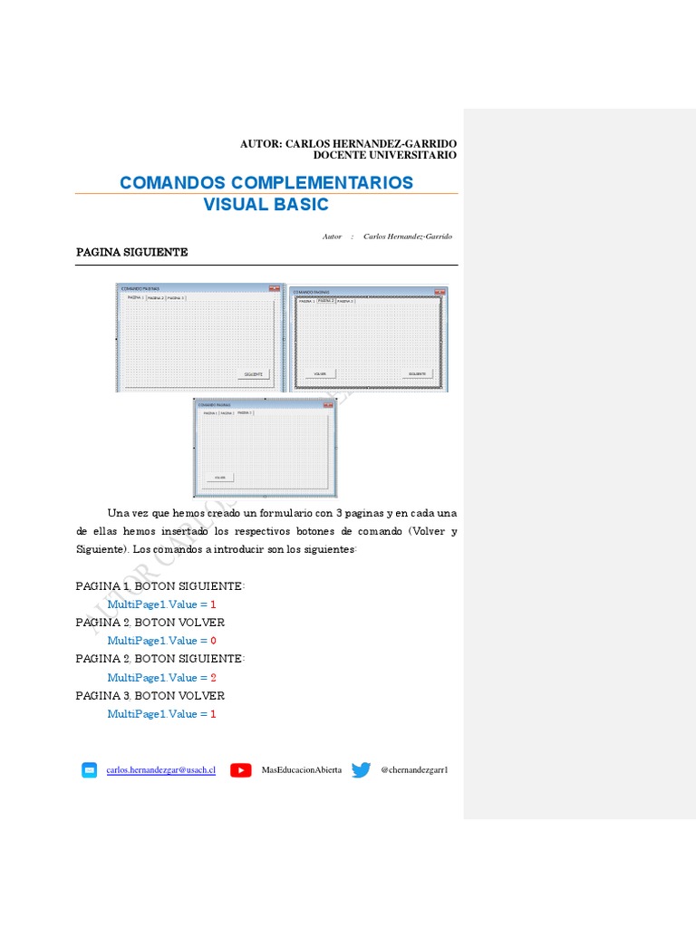 Comandos Visual Basic Complementarios^J v1 | PDF | Informática | Ciencias de la Computación