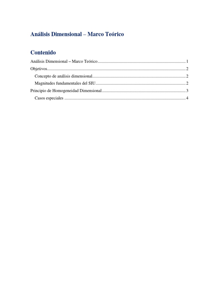 Análisis Dimensional: Teoría y Aplicaciones | PDF
