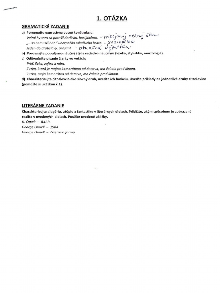 1 Maturitná Otázka SJL | PDF