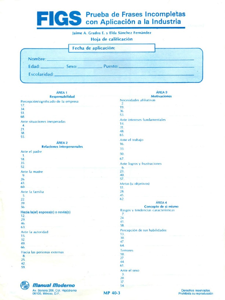 FIGS - Hoja de Calificacion | PDF