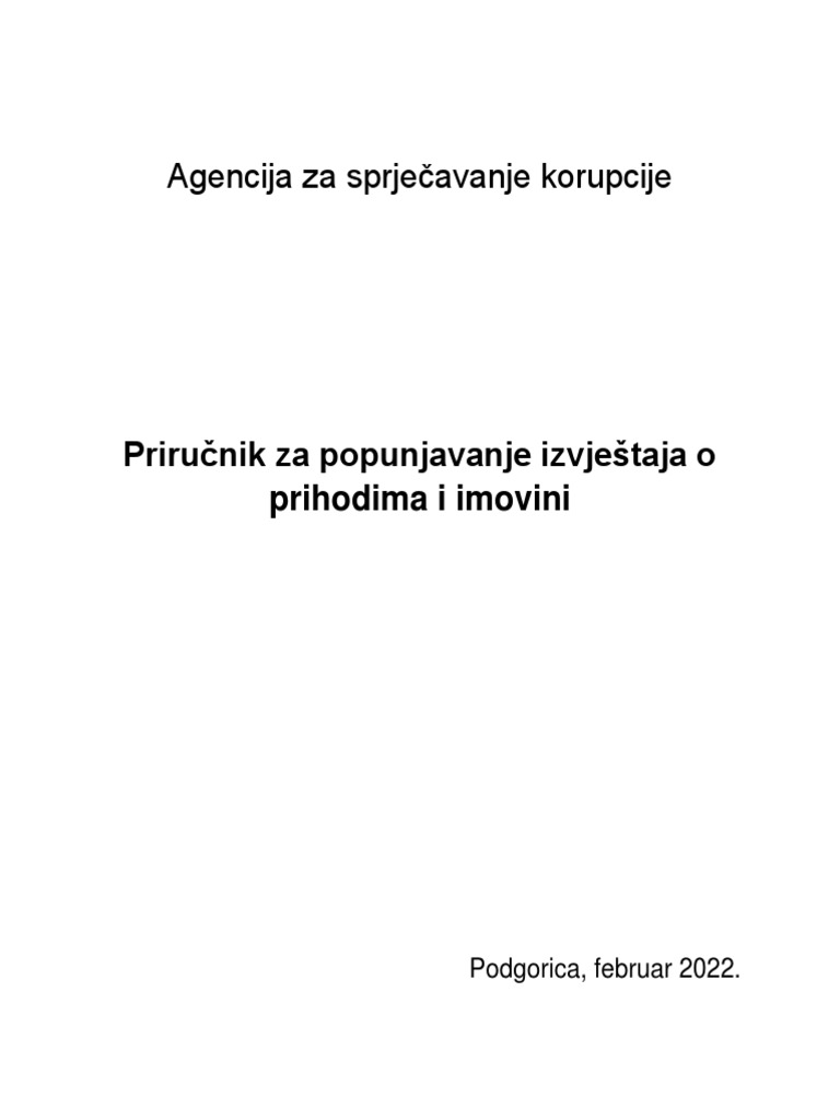 Priručnik Za Popunjavanje Izvještaja | PDF