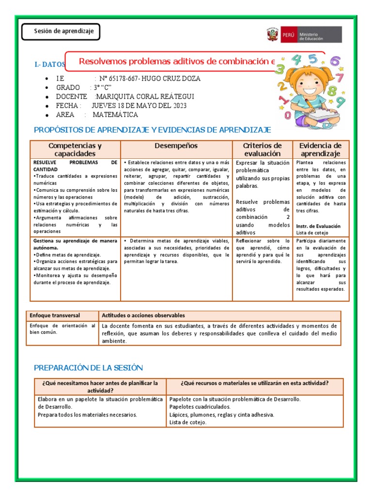 Sesión Matemática - Resolvemos Problemas de Combinación | PDF Sesión Matemática - Resolvemos Problemas de Combinación | PDF