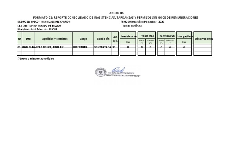 ANEXO 04 CONSOLIDADO DE ASISTENCIA Diciembre | PDF