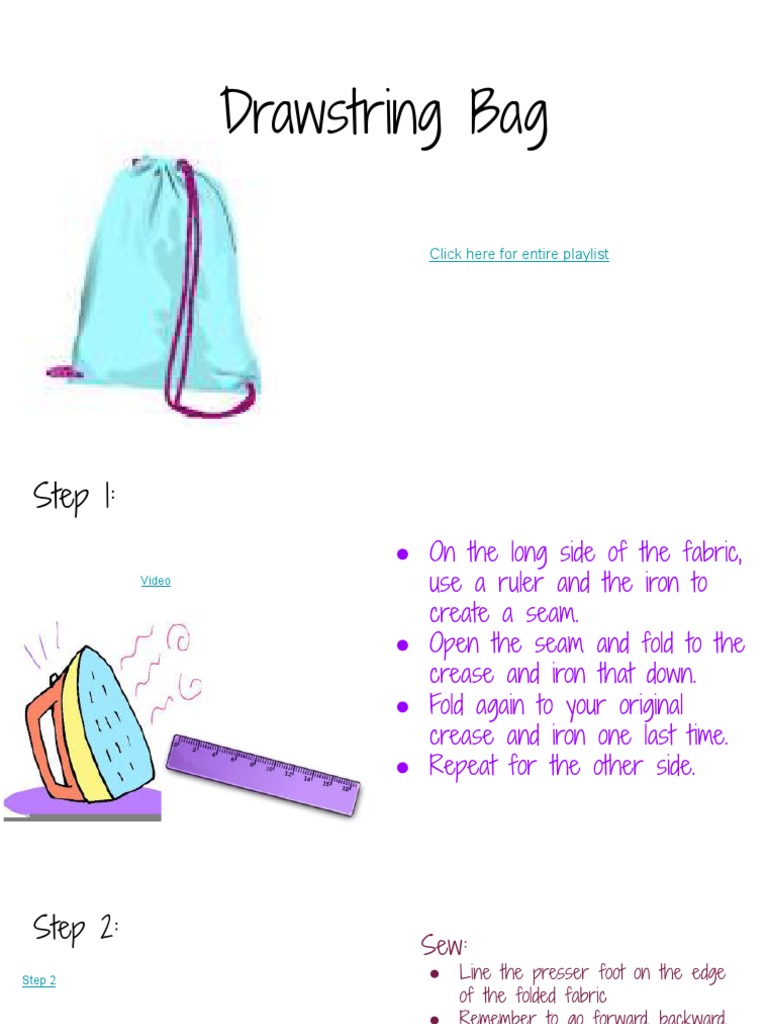 Drawstring Bag With Video Clips | PDF | Seam (Sewing) | Sewing