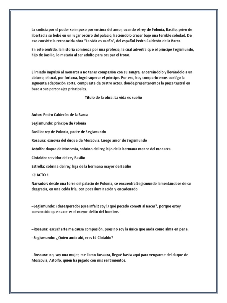 La Vida Es Sueño | PDF