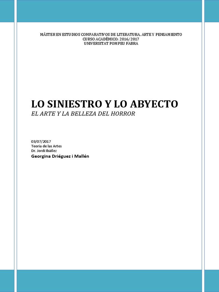 Lo Siniestro y lo Abyecto en el Arte | PDF | Estética | Arte de performance