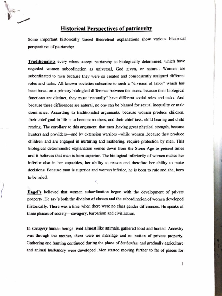 Historical Perspective of Patriarchy | PDF | Patriarchy | Gender Studies