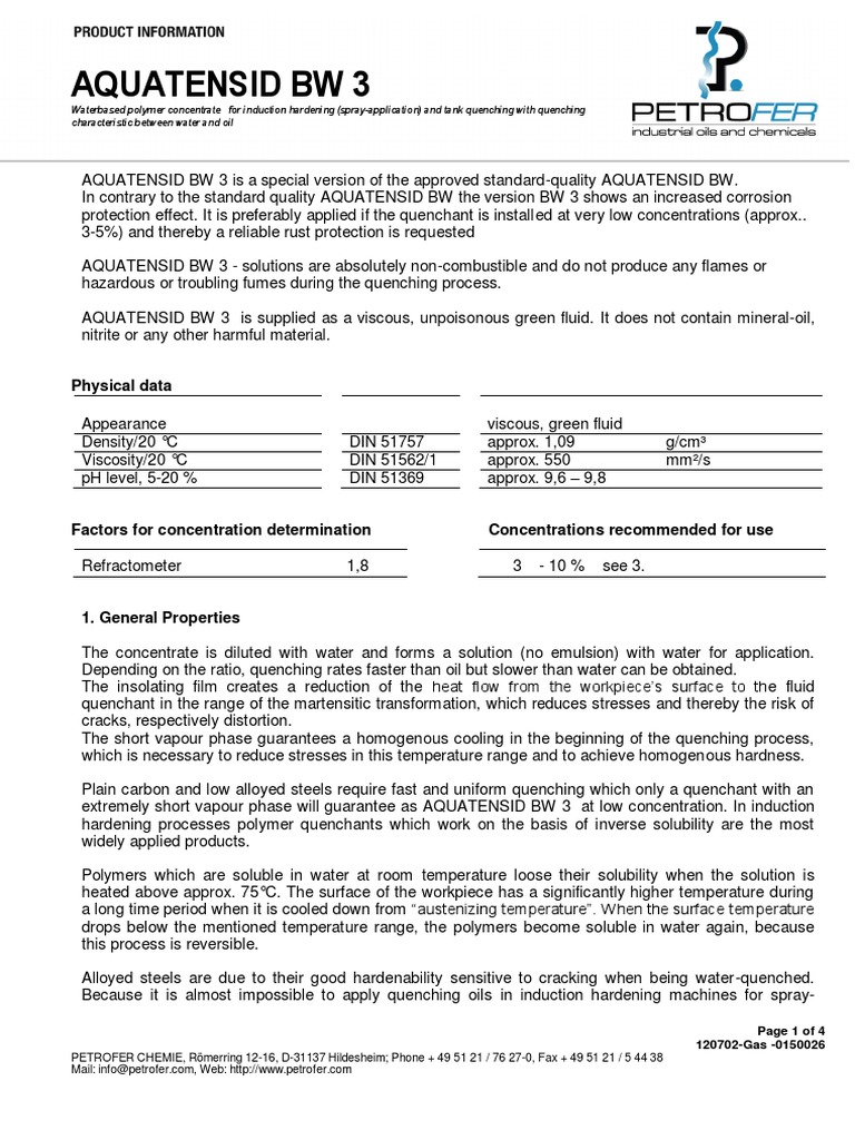 Aquatensid BW 3 Ficha Tecnica | PDF | Steel | Forging
