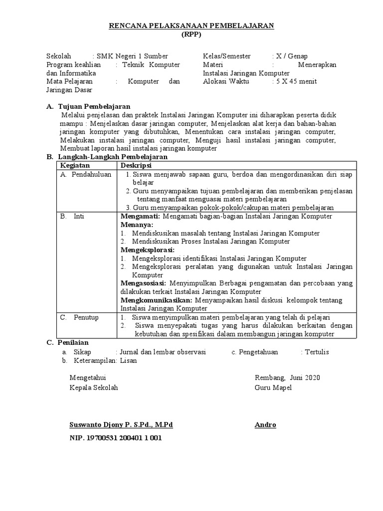 Kelas X RPP Komputer - Jaringan Dasar Genap | PDF