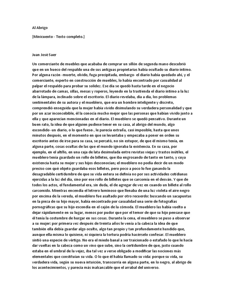 Al Abrigo Juan José Saer | PDF