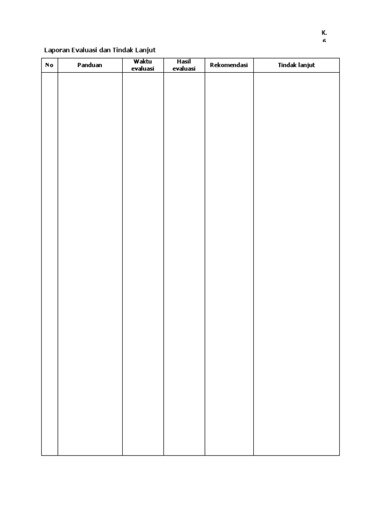 Form Laporan Evaluasi Dan Tindak Lanjut | PDF
