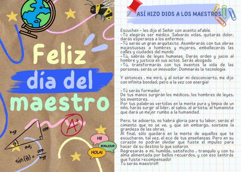 Tarjeta Feliz Día Del Maestro Papel Café Pdf