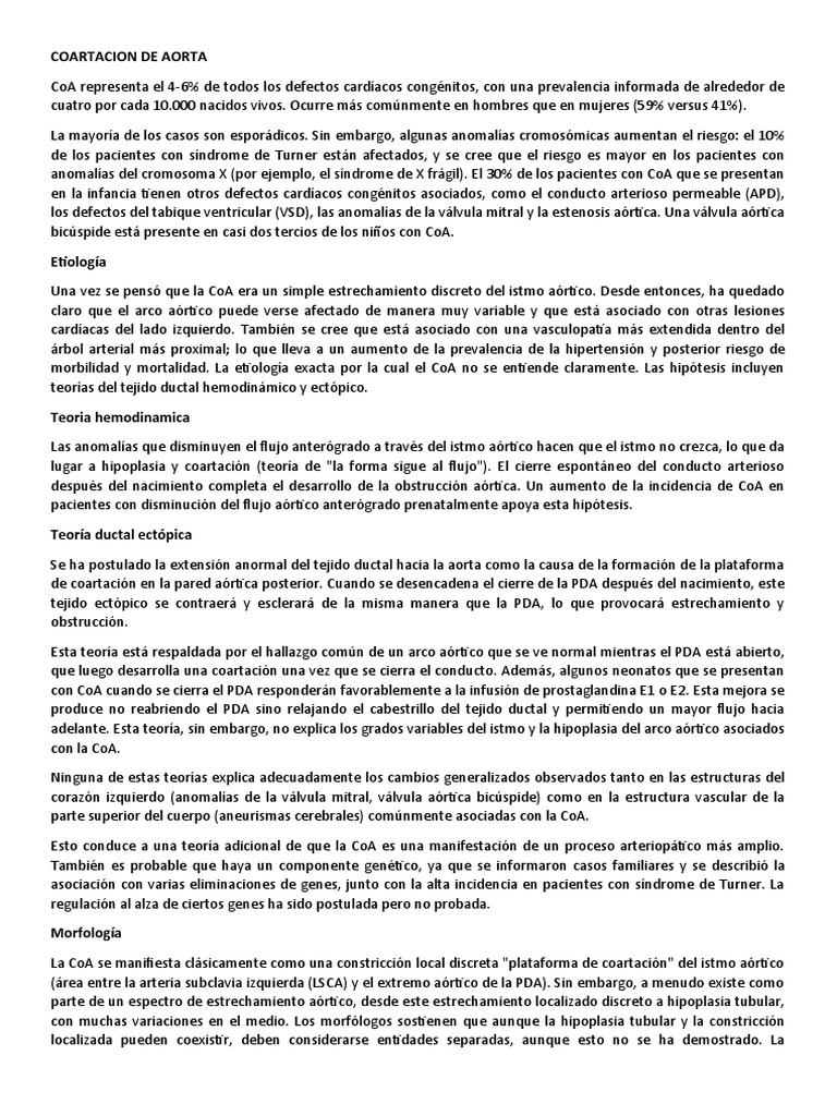 Coartacion de Aorta | PDF | Insuficiencia cardíaca | Sistema circulatorio