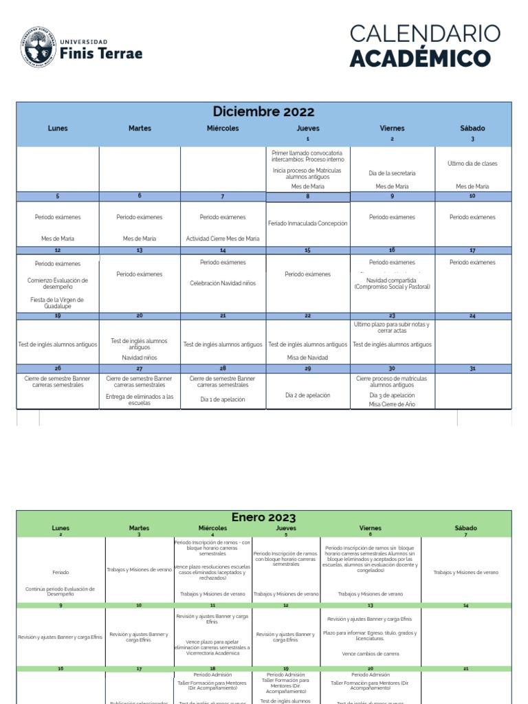 Calendario Academico Uft 2023 | PDF | Navidad