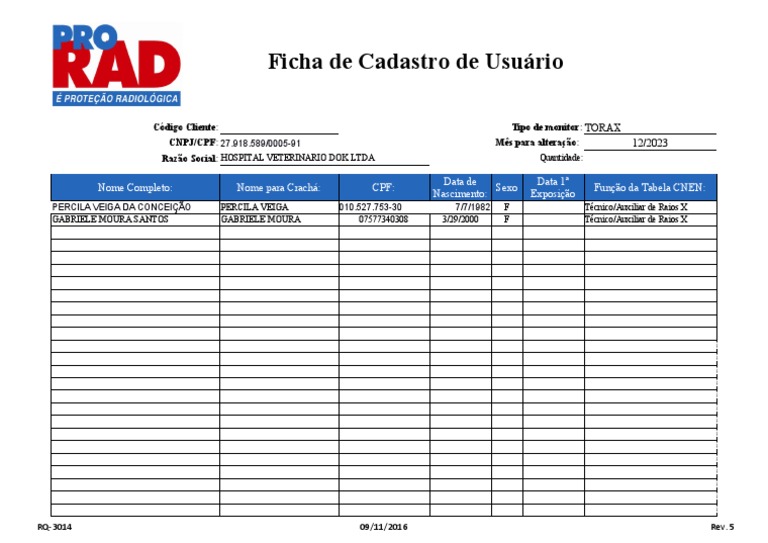 RQ-3014 - Ficha de Cadastro de Usuarios | PDF