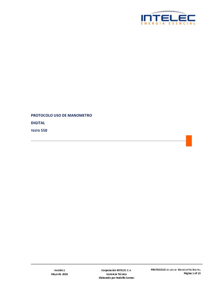 PROTOCOLO - Uso de Manometro Digital | PDF | Presión | Gases