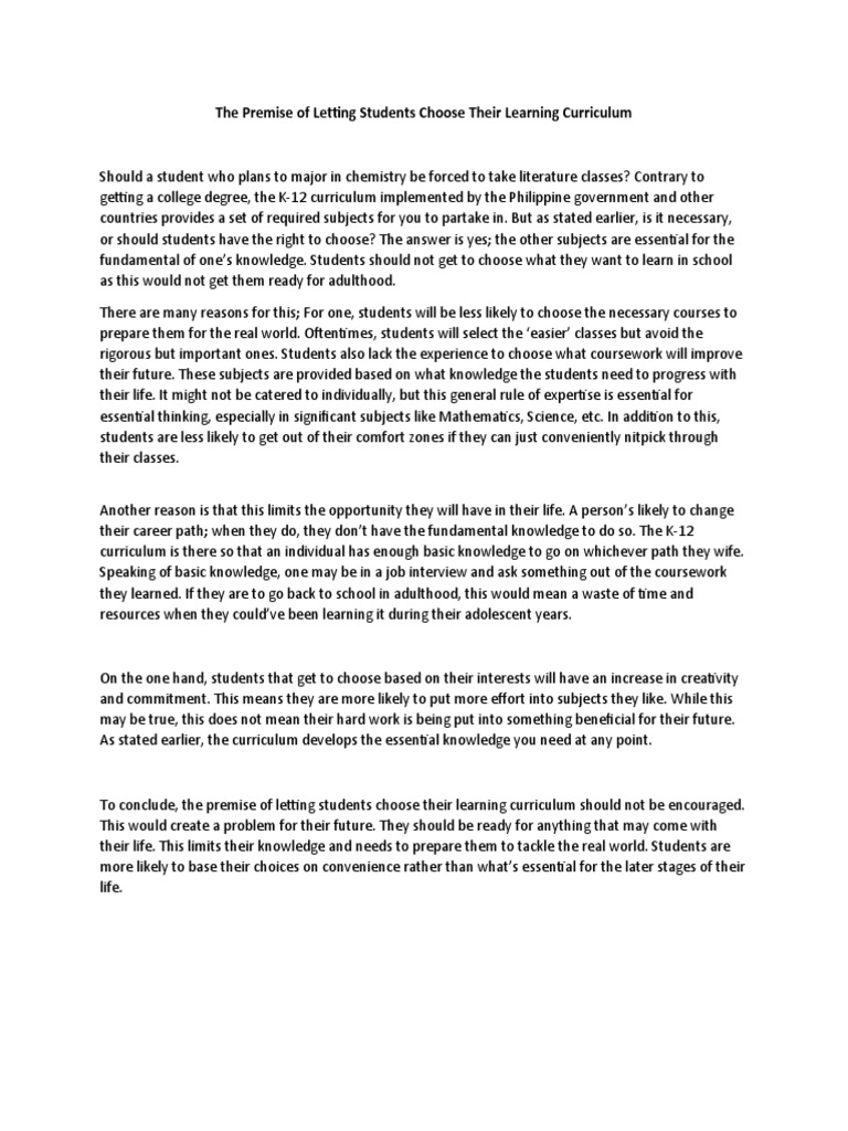 Argumentative Essay | PDF | Curriculum | Knowledge