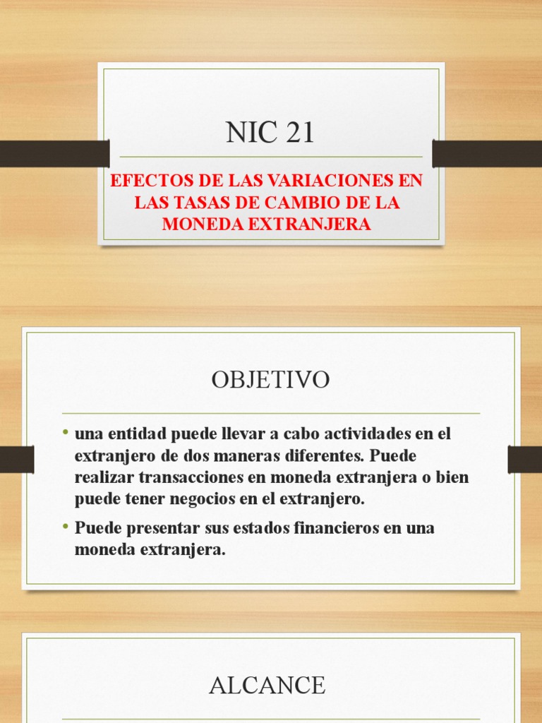Diapositivas de La NIC 21 | PDF | Moneda | Tipo de cambio