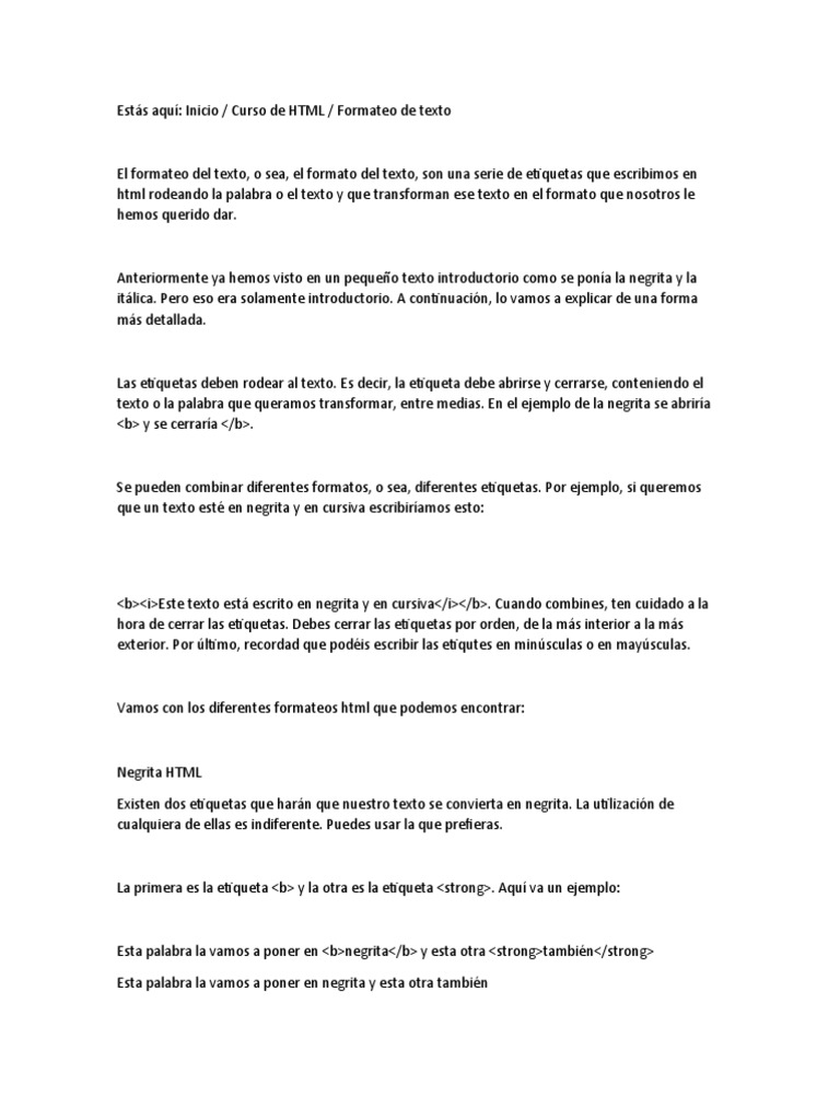 Guía de Formateo de Texto en HTML | PDF