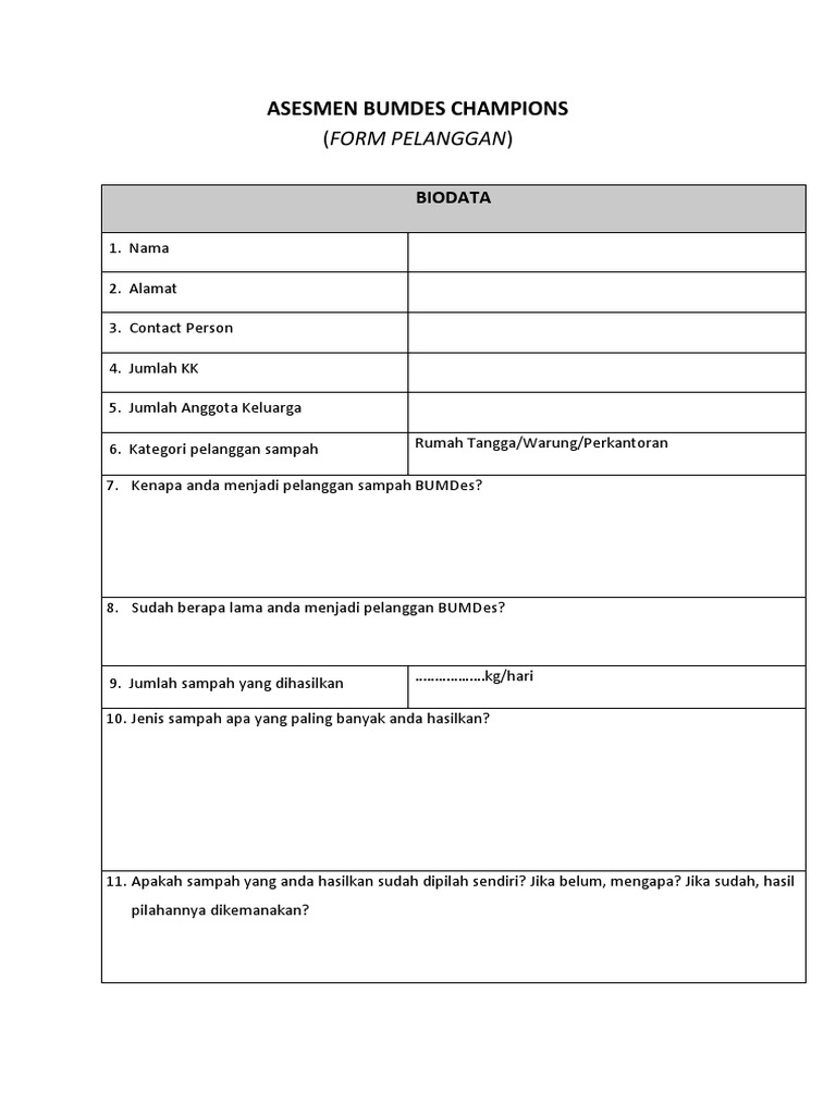 BUMDes Assesment Form | PDF