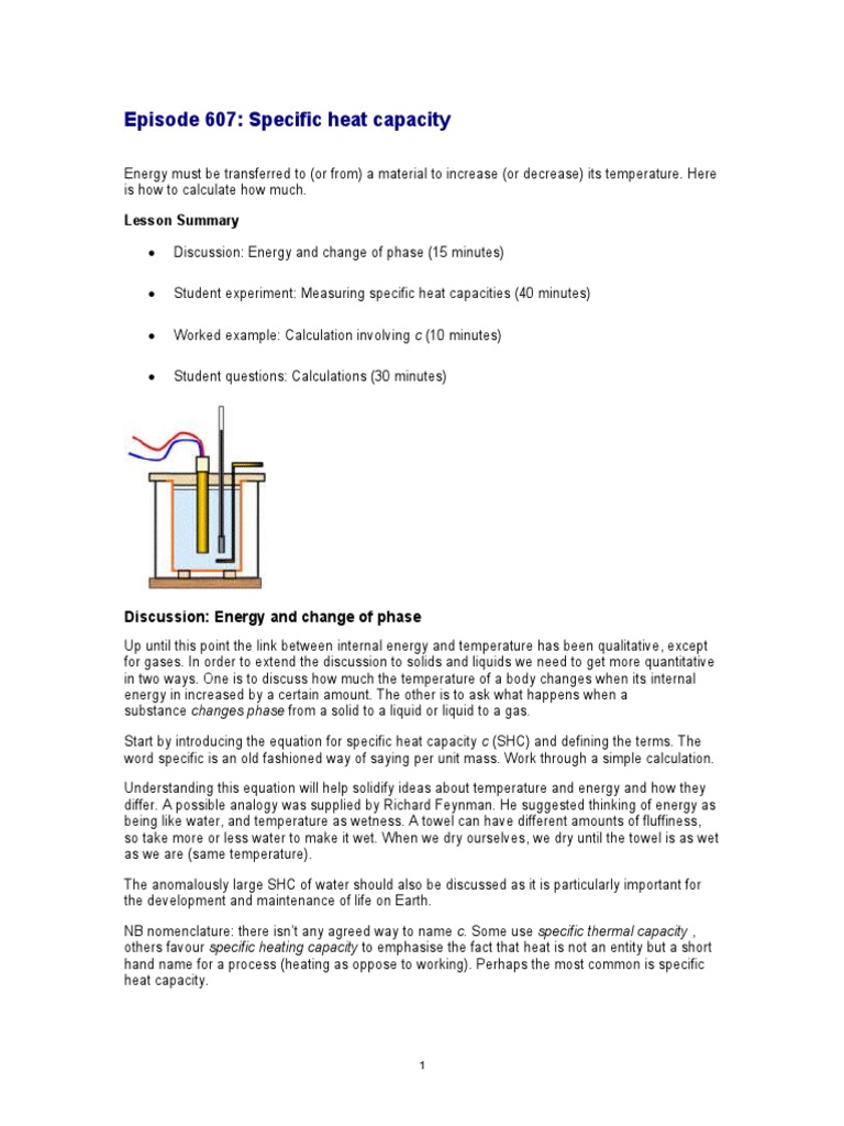 Episode 607 - Specific Heat Capacity - 0 | PDF | Heat | Heat Capacity