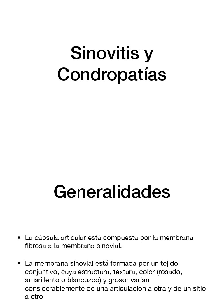 Sinovitis y Condropatias | PDF | Cartílago | Articulación