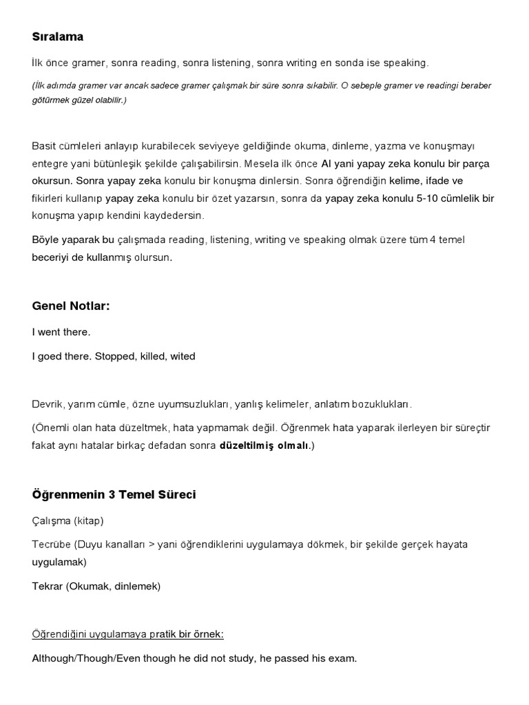 İngilizce Notlar | PDF