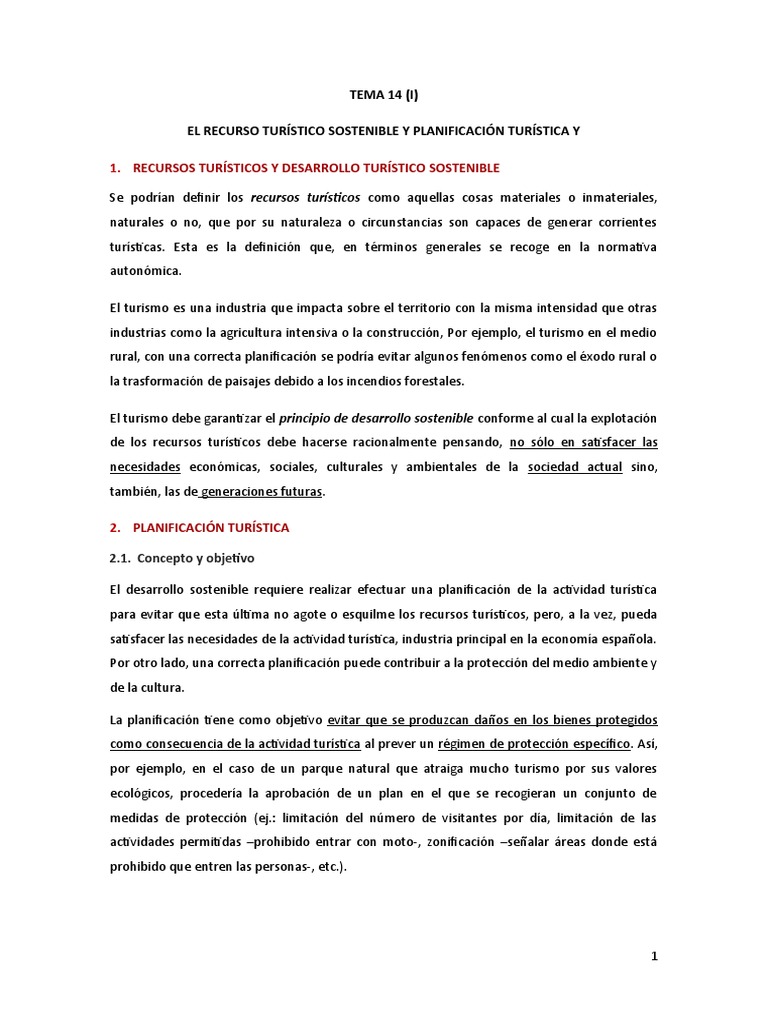 Tema 14 La Planificación Turística y El Recurso Turístico | PDF ...