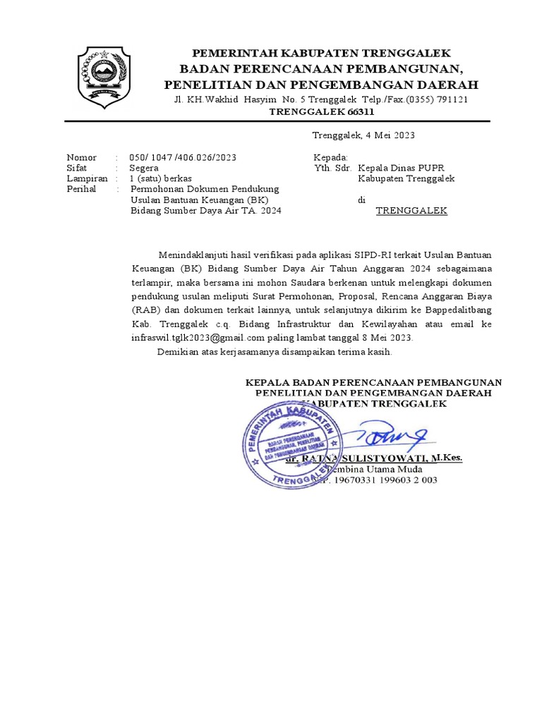 Surat Permohonan Dokumen Pendukung BK | PDF