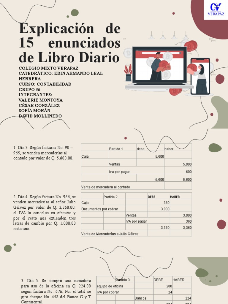 Contabilidad-Exposicion Grupo 6 - Explicacion de 15 Partidas | PDF | Bancos | Cheque