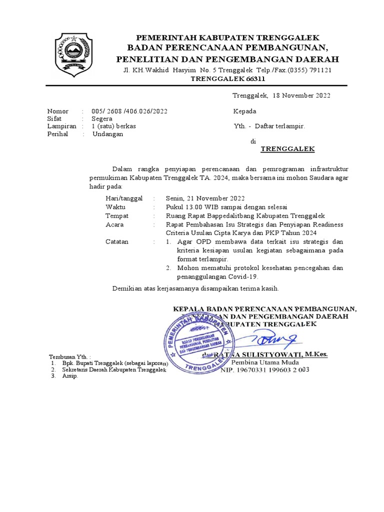 20221118_Surat Undangan Rapat Pembahasan RC Tahun 2024 | PDF