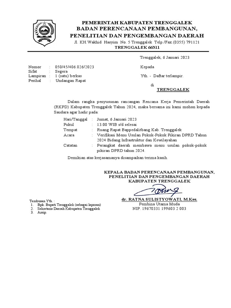 Surat Undangan Rapat Verfikasi Menu Usulan Pokok-Pokok Pikiran DPRD Tahun 2024 | PDF | Sains ...