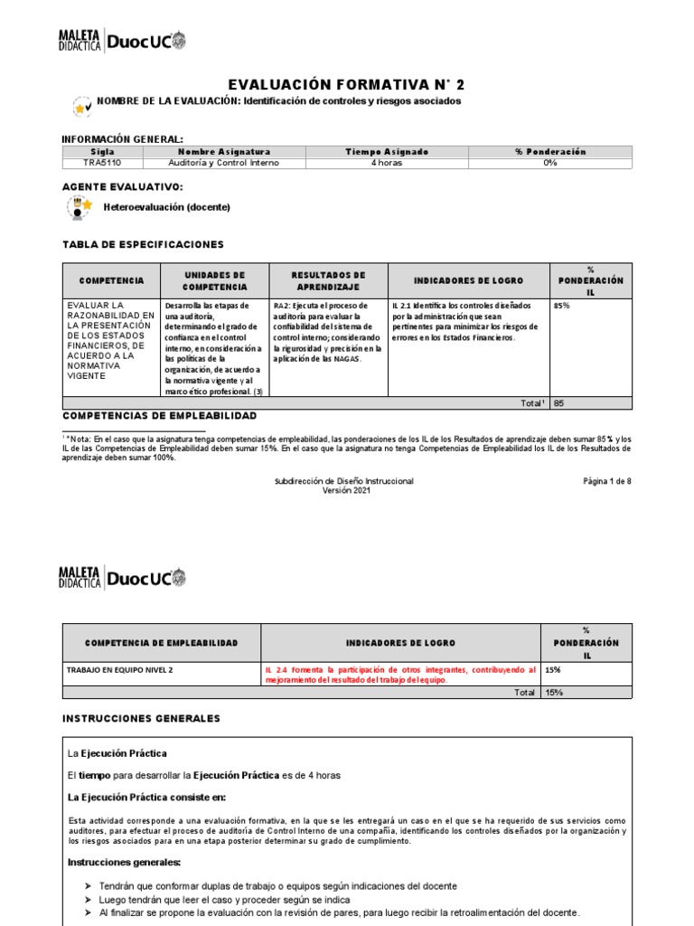 Ev - Formativa 2 | PDF | Contabilidad | Auditoría