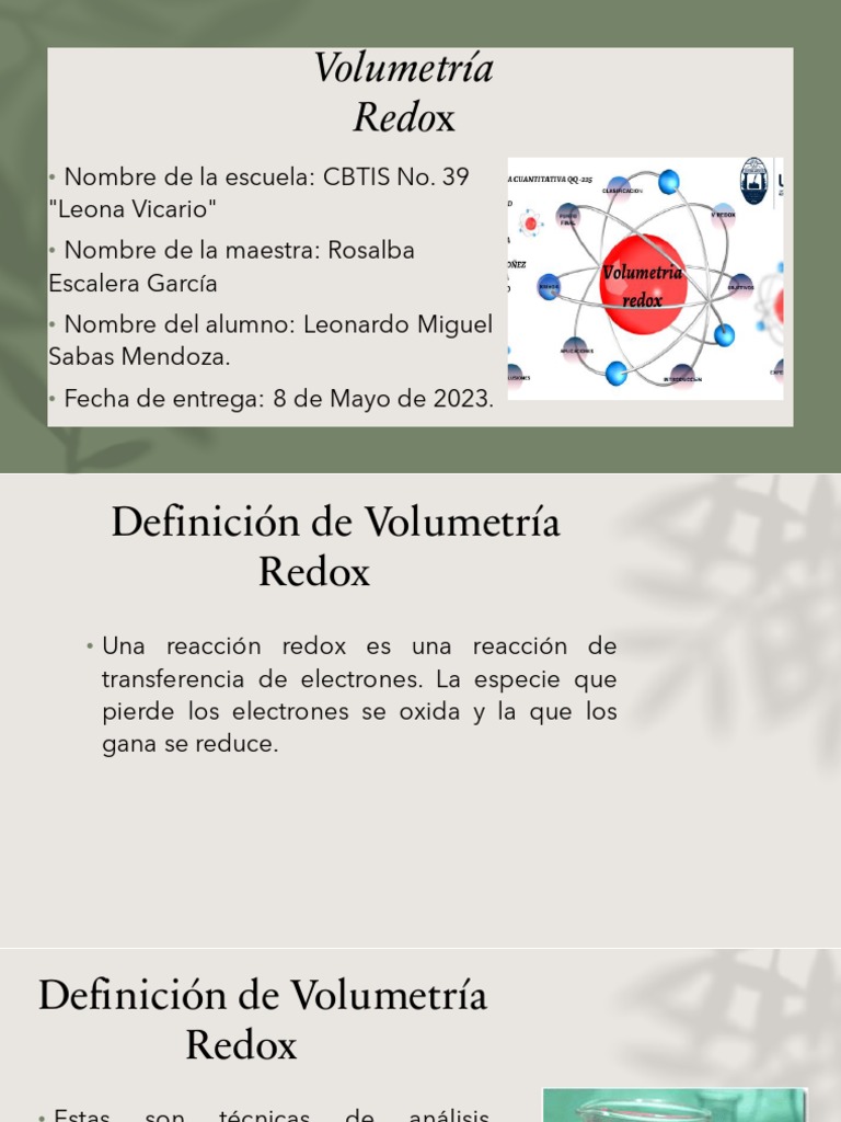 Presentación | PDF | Redox | Valoración