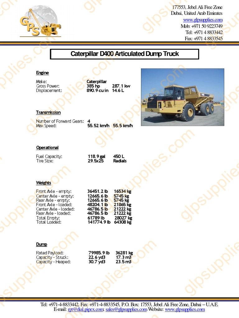 ADT Cat D400E | PDF | Axle | Wheeled Vehicles
