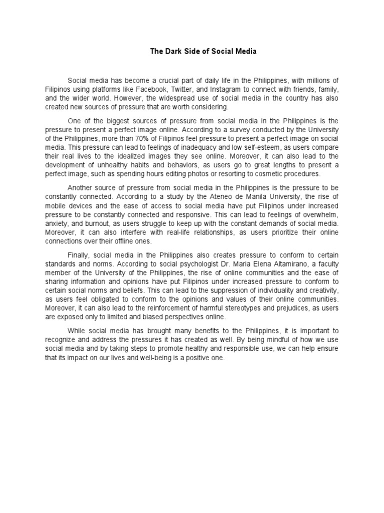 The Dark Side of Social Media | PDF | Social Media | Popular Culture ...