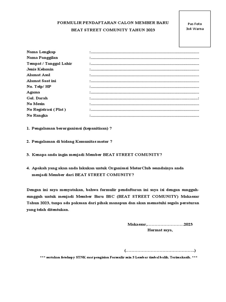 Form Registrasi BSC | PDF