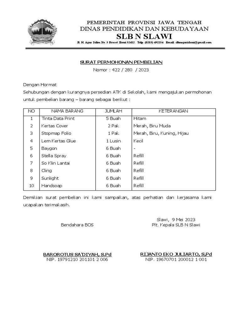 Surat Permohonan Atk | PDF