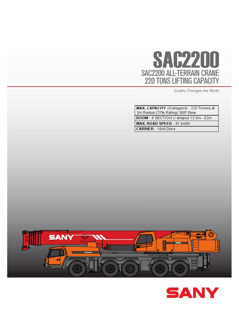 Sany Sac 2200 2012 Tiến Hoàng - Hp 2 | PDF | Brake | Crane (Machine)
