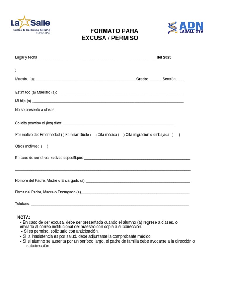 Formato Excusa | PDF