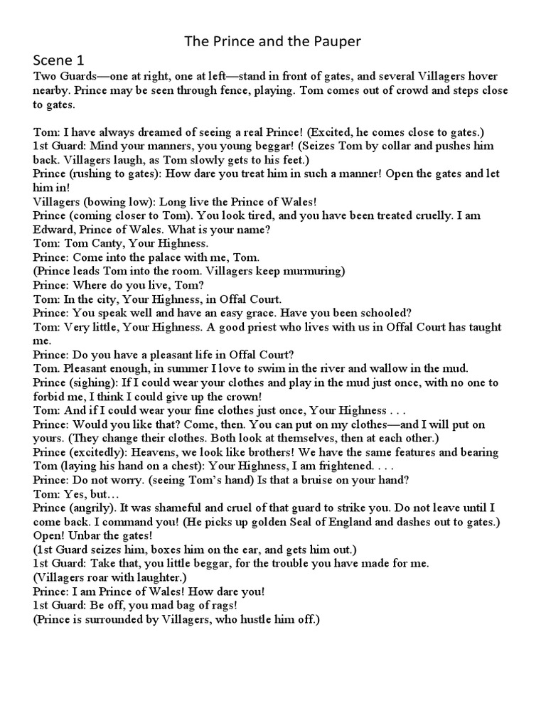 The Prince and The Pauper | PDF | The Prince And The Pauper