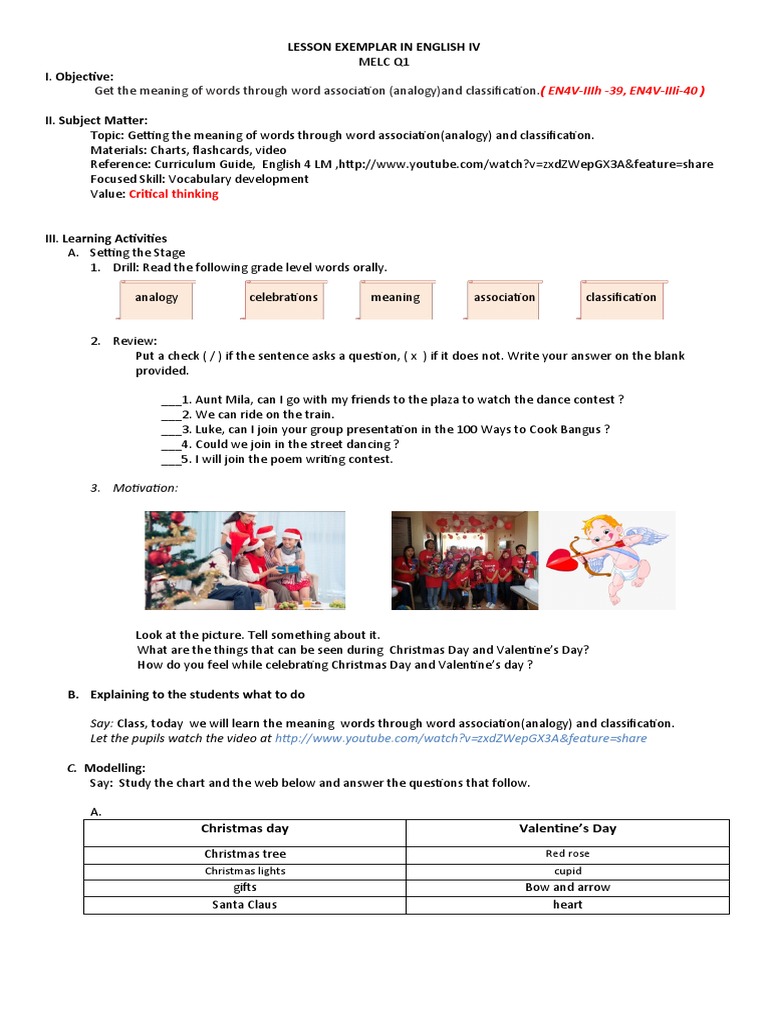 Eng4 - MELC Q1 - 7 Get The Meaning of Words Through Word Association (Analogy) and ...