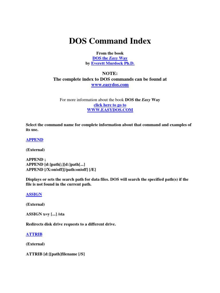 DOS Command | PDF | Dos | Computer File DOS Command | PDF | Dos | Computer File