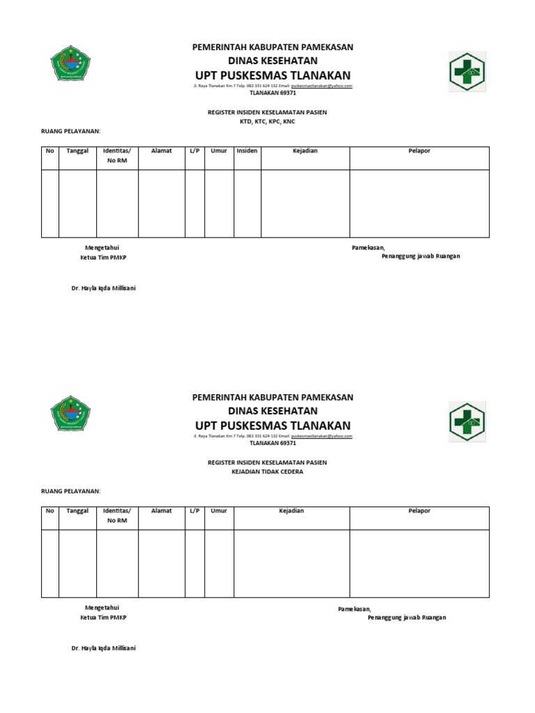 5. register insiden KTD, KTC, KPC, KNC | PDF
